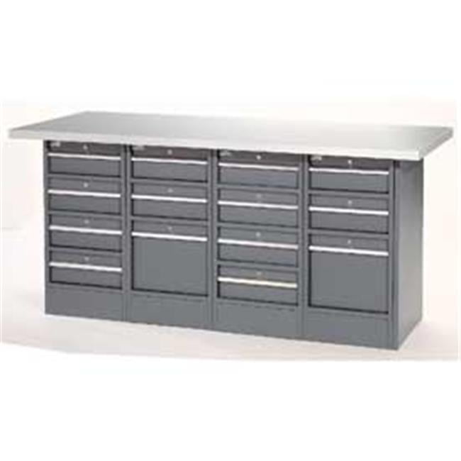 72 x 24 in. Gray Plastic Top 14 Drawer Workbench - Gray - 72 x 24 in ...
