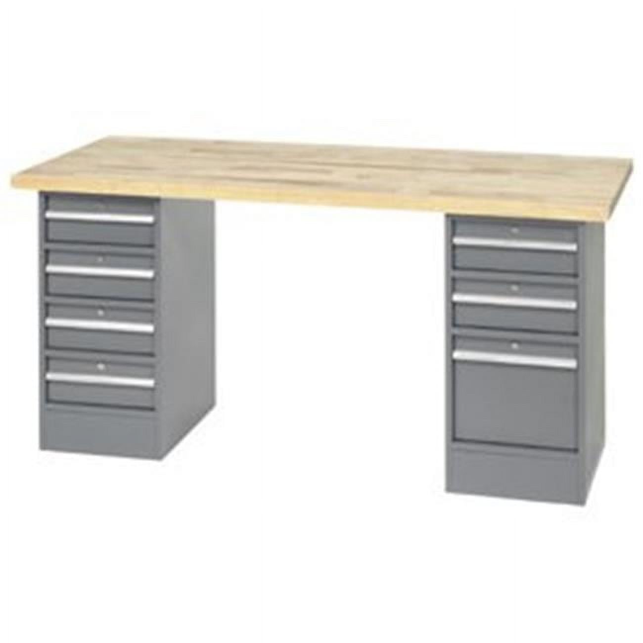 72 x 24 in. Pedestal Workbench with 3 Drawers & 4 Drawers - Maple ...
