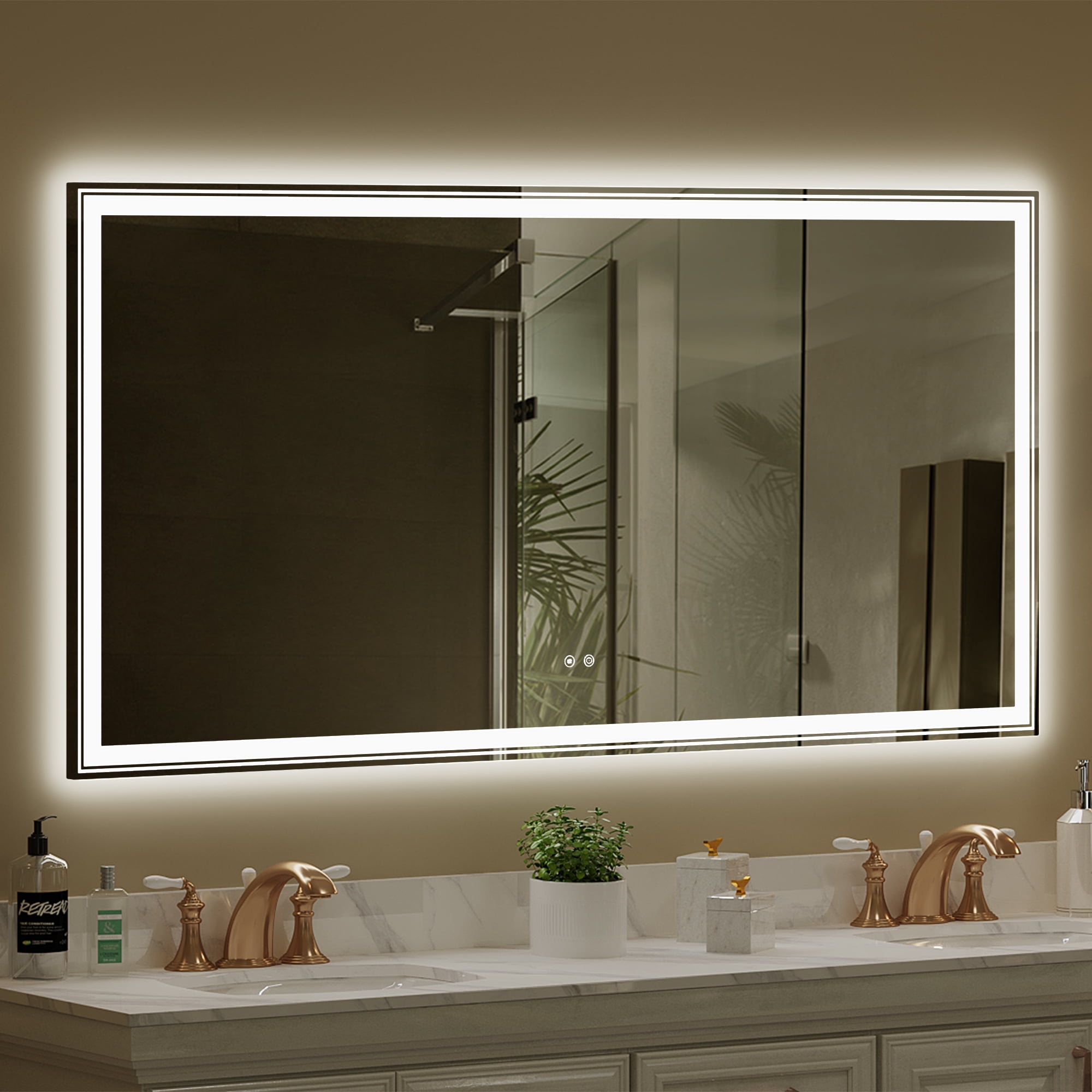 72 x 36 Inch LED Bathroom Mirror With Front And Rear Light, Adjustable ...