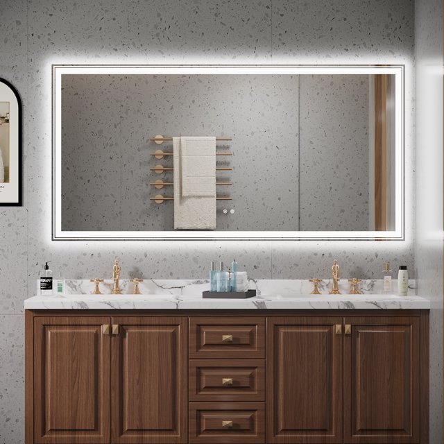72 x 36 Inch LED Illuminated Bathroom Mirror, Wall Mounted Anti Fog ...