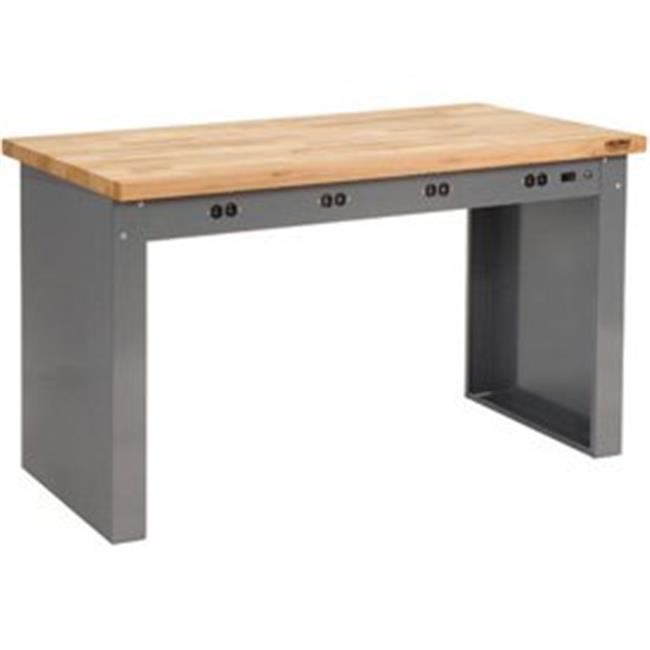 72 x 36 in. Panel Leg Workbench with Power Apron and Maple Butcher ...