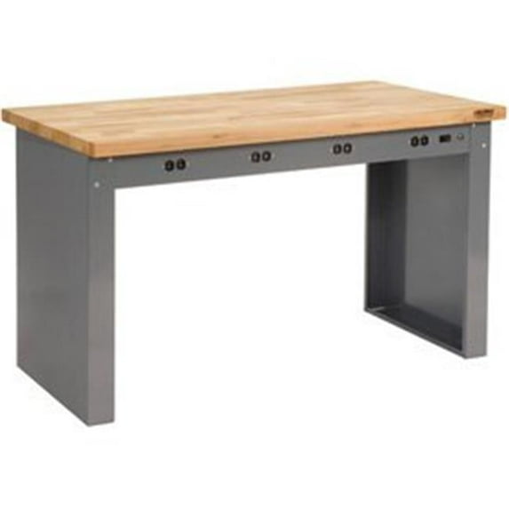 72 x 36 in. Panel Leg Workbench with Power Apron and Maple Butcher ...