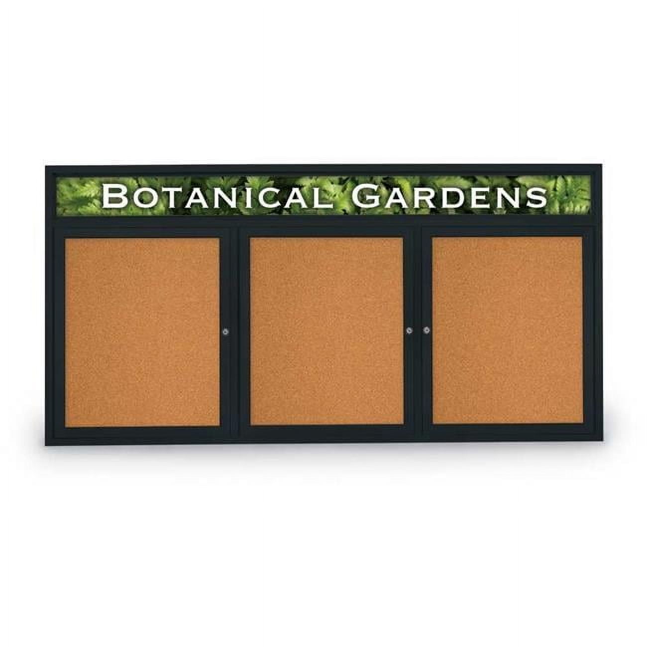 72 x 36 in. Triple Door Traditional Indoor Enclosed Corkboard with ...