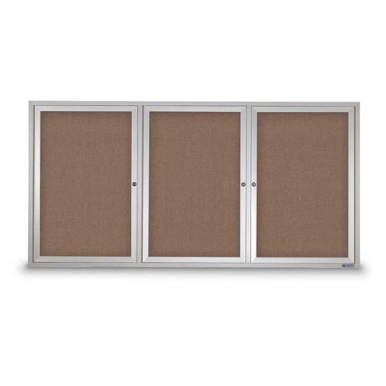 72 x 36 in. Triple Door Traditional Indoor Enclosed Corkboard with ...