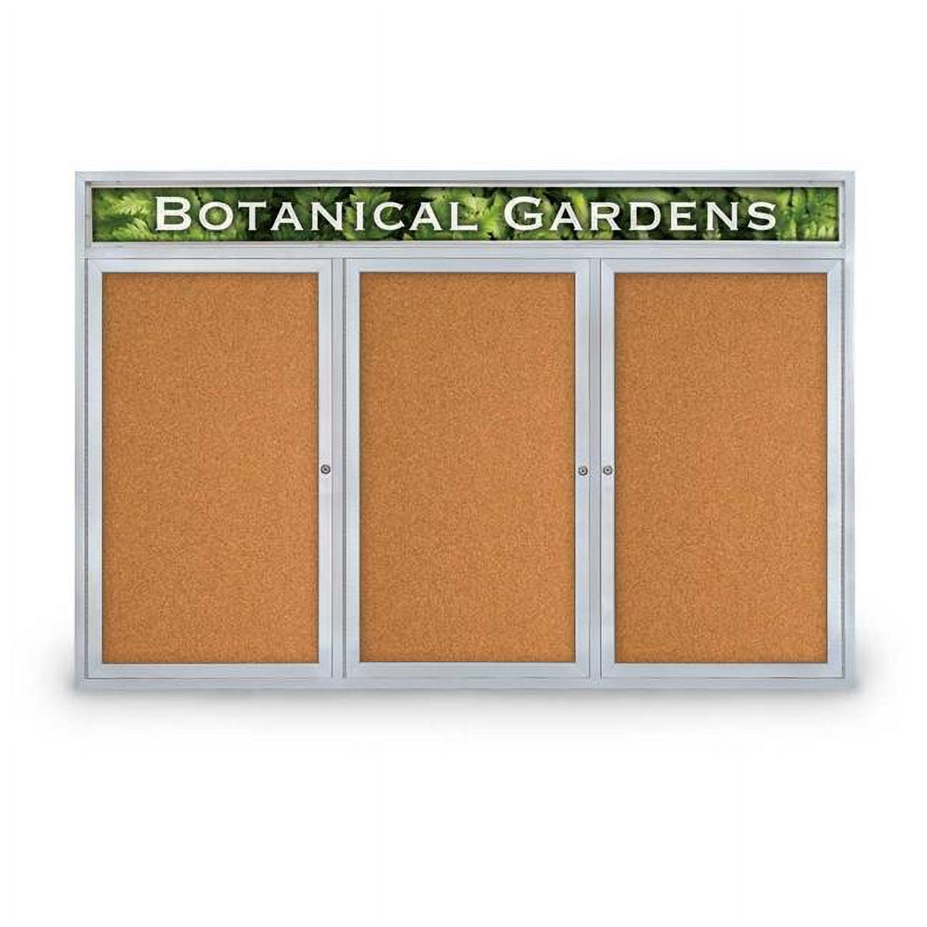 72 x 48 in. Triple Door Traditional Indoor Enclosed Corkboard with ...
