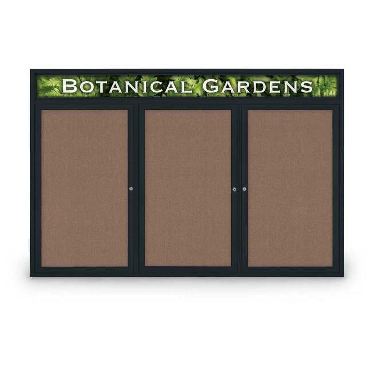 72 x 48 in. Triple Door Traditional Indoor Enclosed Corkboard with ...