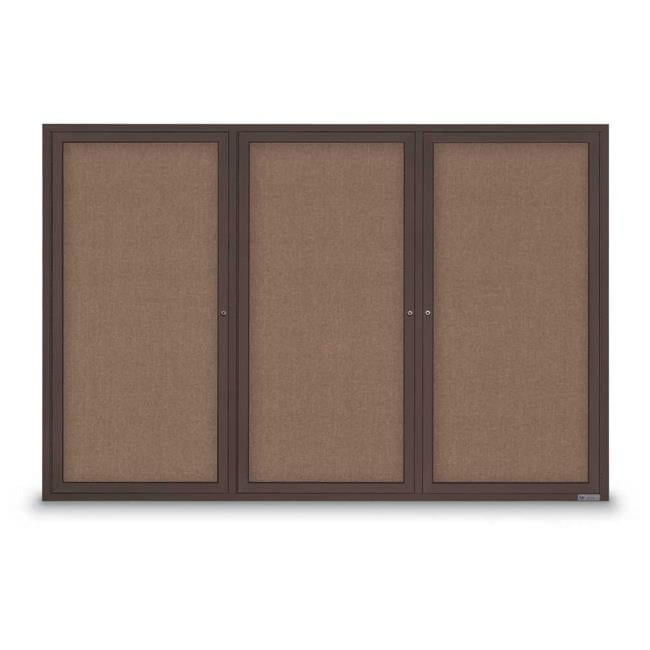 72 x 48 in. Triple Door Traditional Indoor Enclosed Corkboard with ...