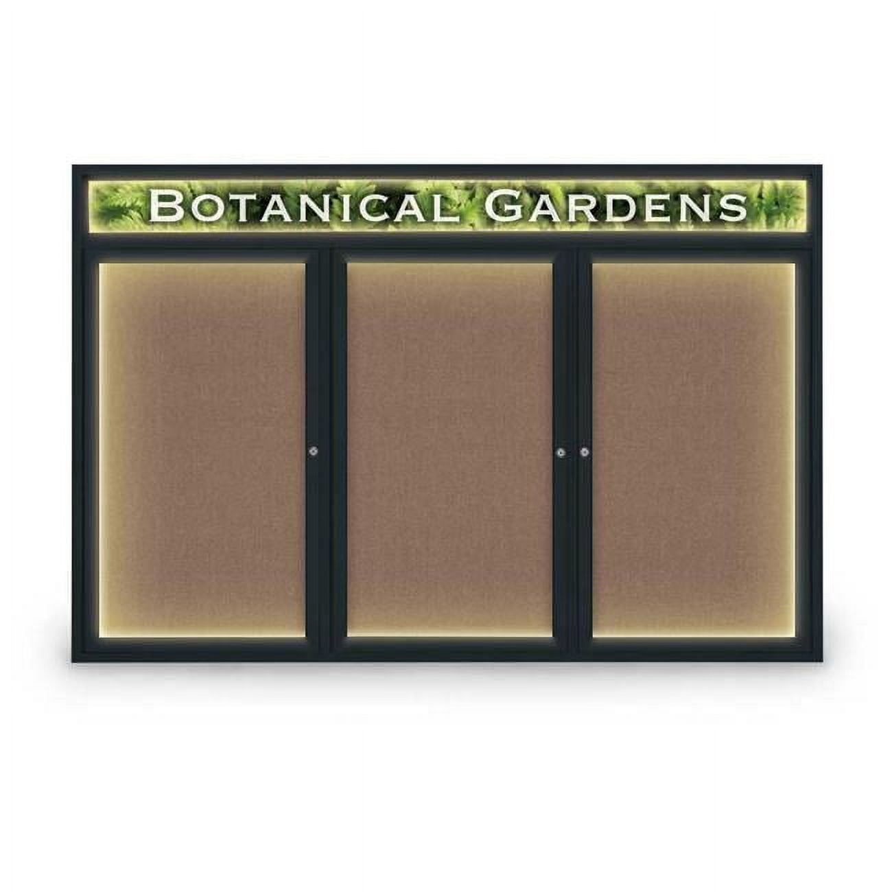 72 x 48 in. Triple Door Traditional Indoor with Header & Illumination ...
