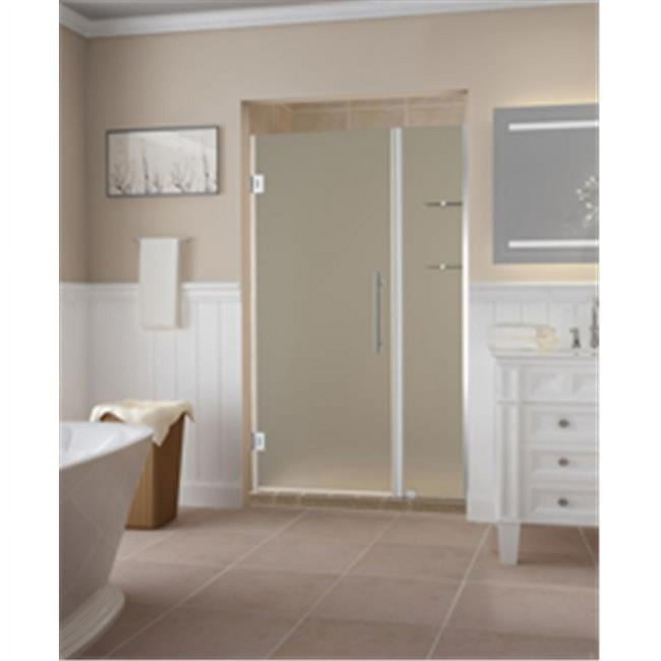 72 x 65 x 0.38 in. Belmore Frameless Hinged Shower Door with Frosted ...