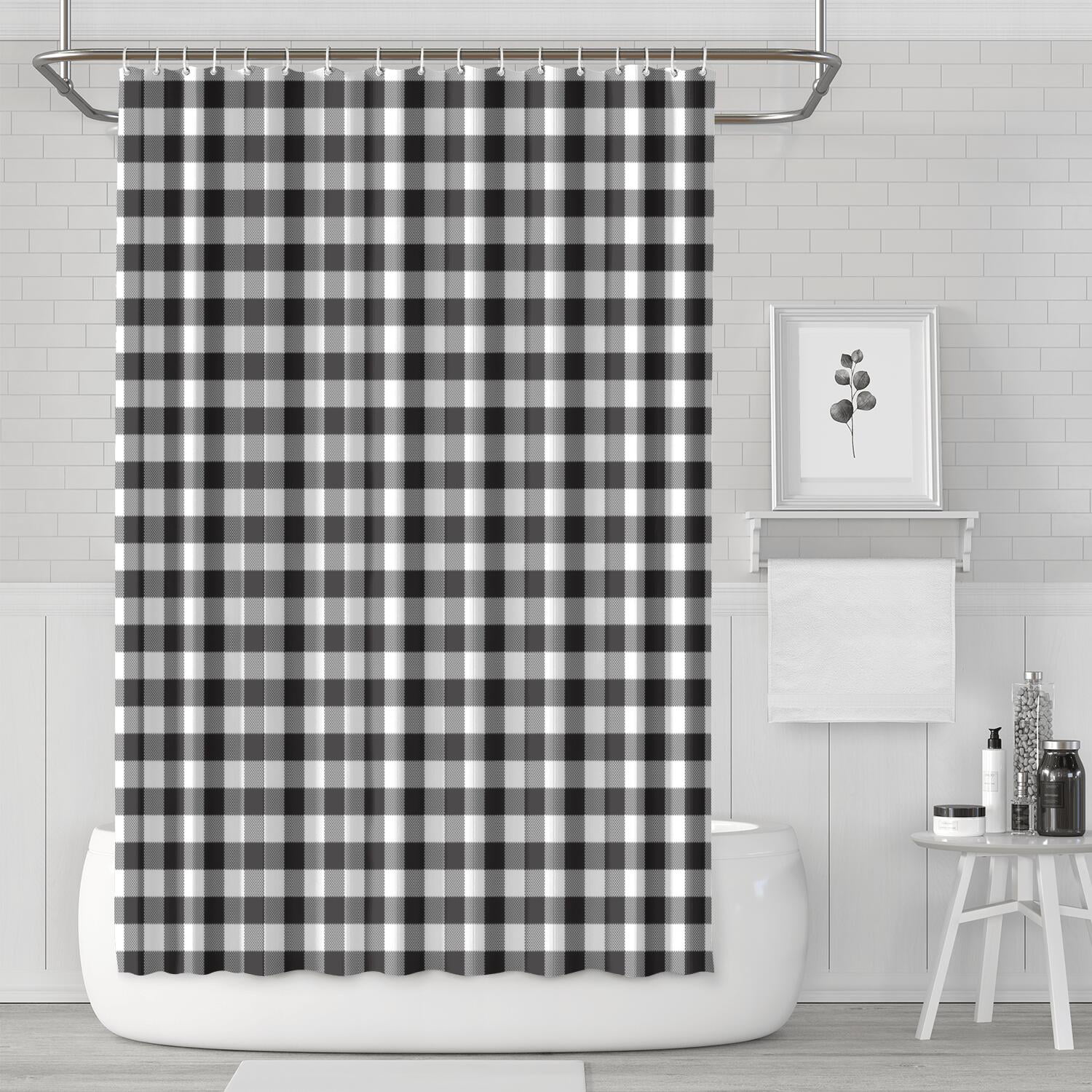 72" x 72" Buffalo Plaid Shower Curtain Waterproof Bathroom Drapes with ...