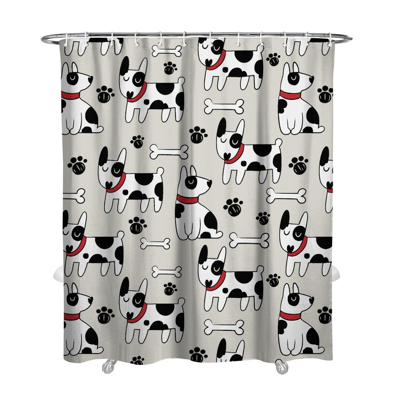 72" x 84" Dog Paw Print Shower Curtain - Playful Puppy Design ...