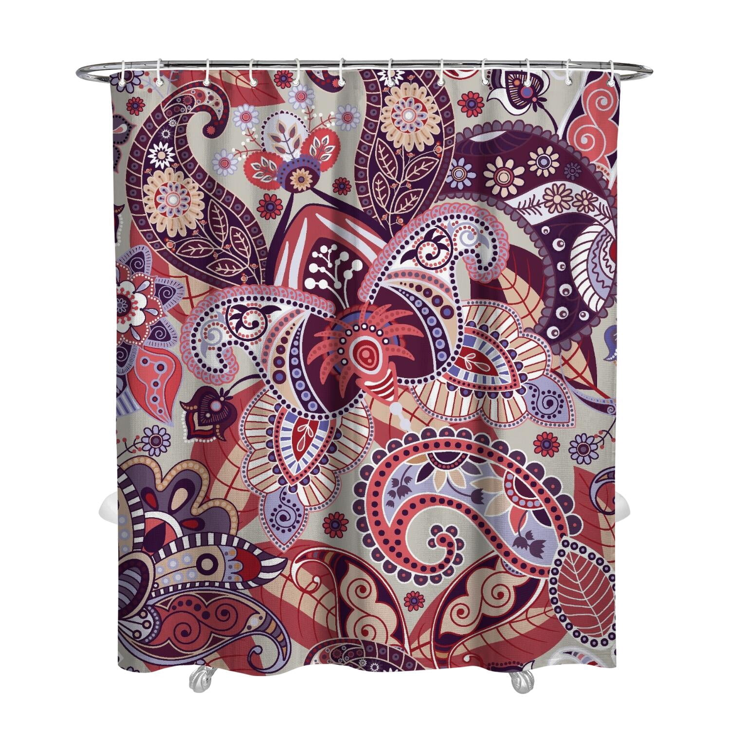 72" x 84" Vibrant Paisley Shower Curtain Indian Tribal Design ...