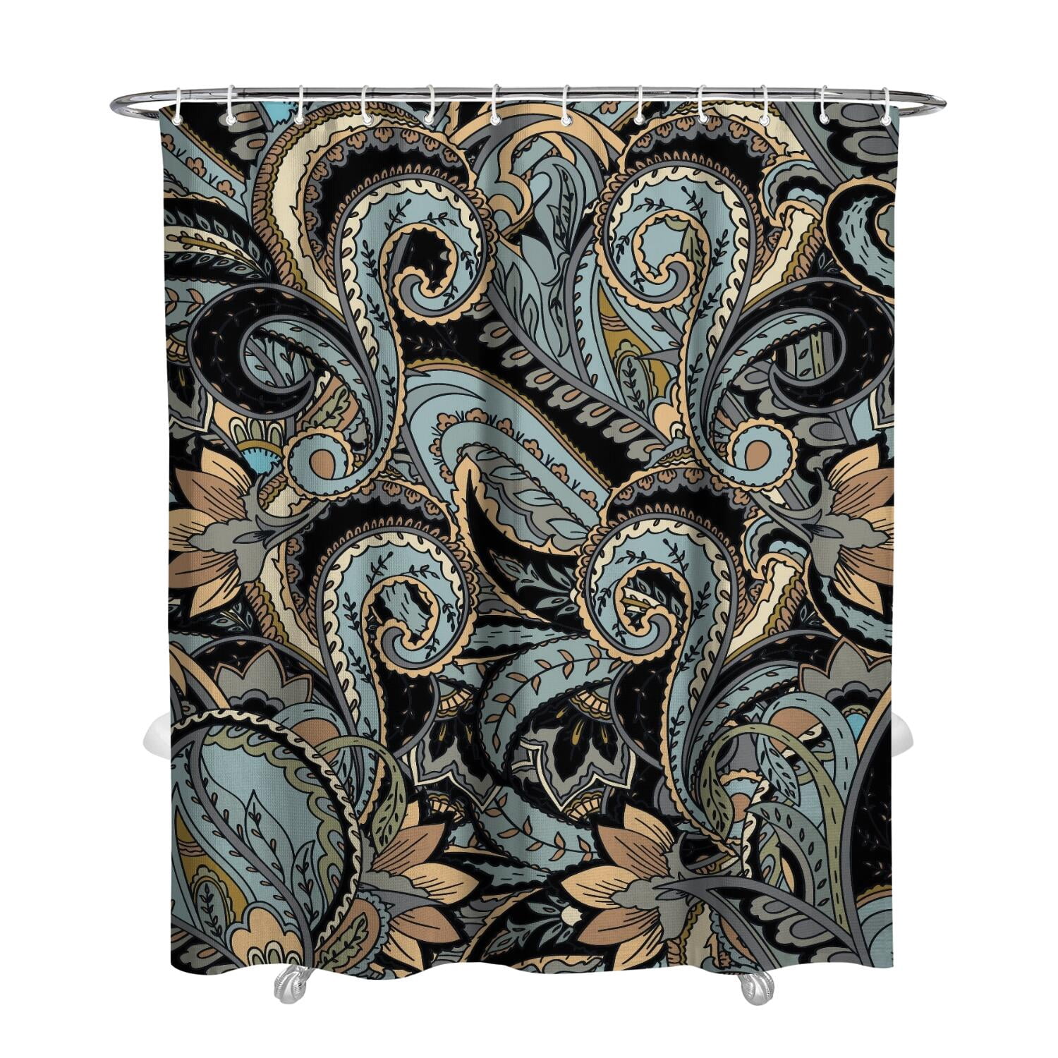 72" x 84" Vibrant Paisley Shower Curtain Indian Tribal Design ...