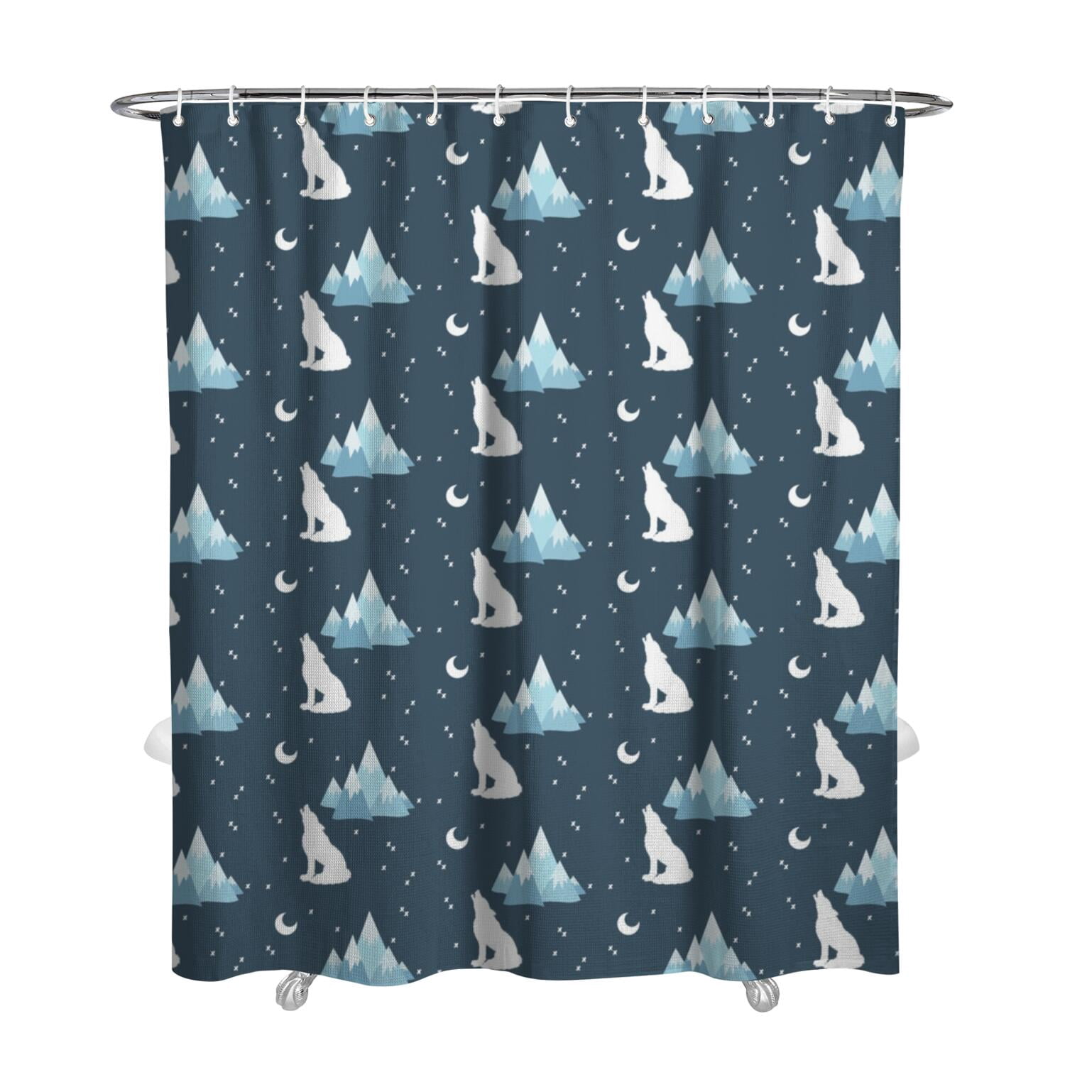 72" x 84" Wolf Howling Shower Curtain - Fierce Majestic Grey Lone Wolf ...