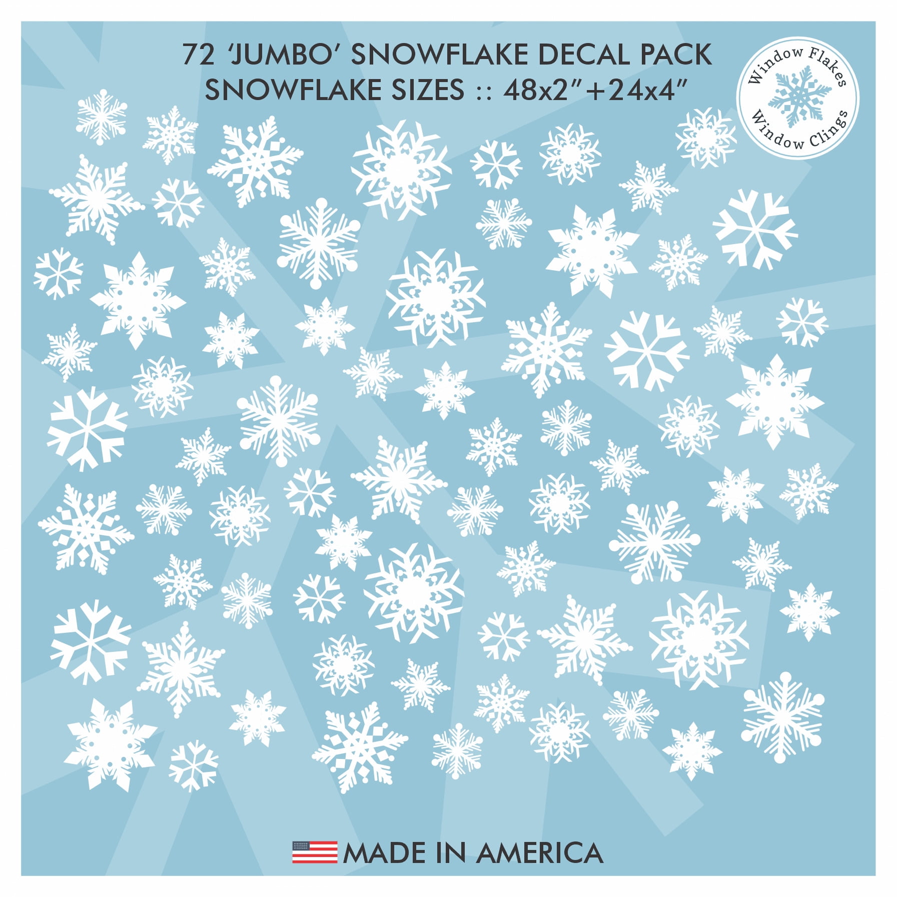 72 x Christmas Snowflake Window Cling Decals. Vinyl Snowflake Home ...