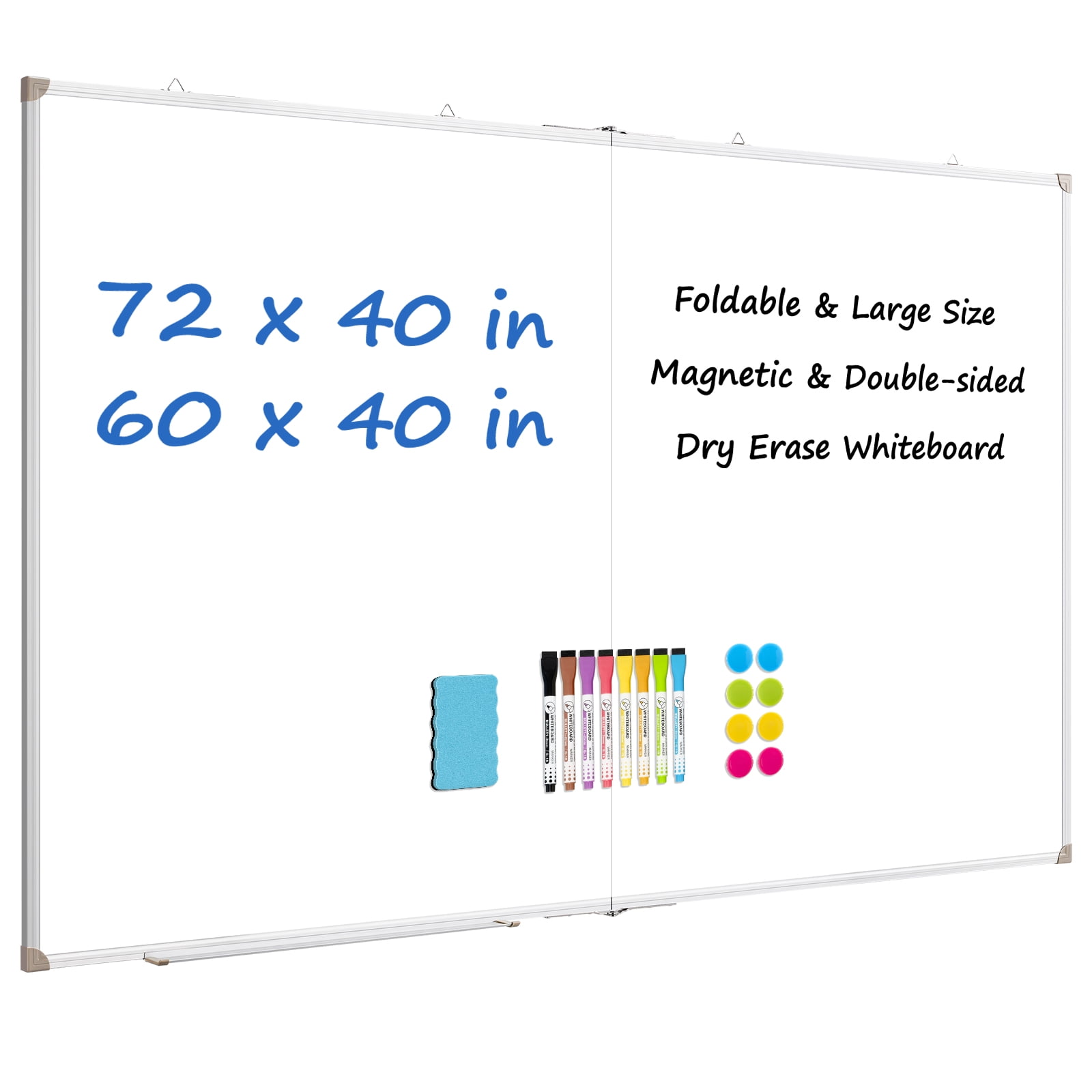 72"x40" Large Magnetic Whiteboard Double-Sided Magnetic Dry Erase Board ...