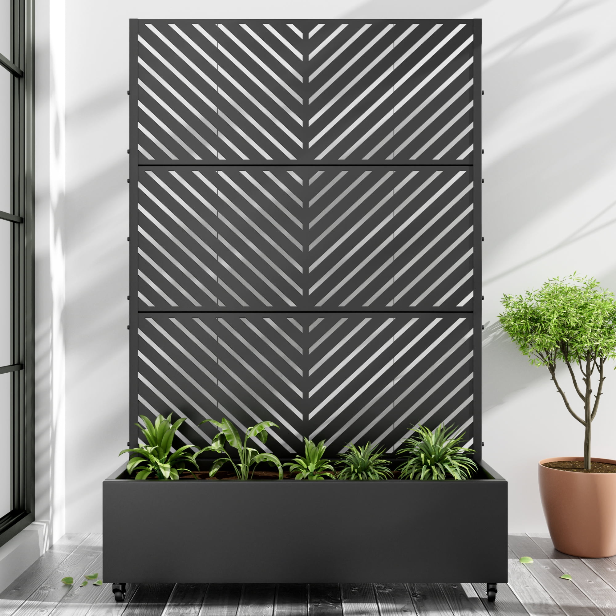 MAYEERTY 72"x47" Metal Rectangle Flower Pots and Planter Raised Box ...