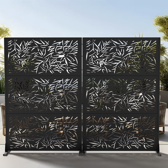 72"x47" Outdoor Privacy Screen with Stand Metal Balcony Decorative ...