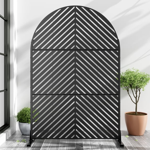 72"x47"x16" Outdoor Privacy Screen with Stand Metal Balcony Decorative ...