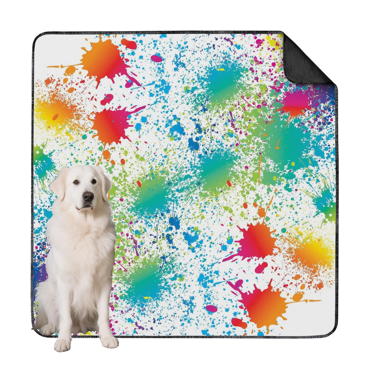 72"x72" Multi-Use Washable Dog Pee Pads, Geometric & Leopard Print ...