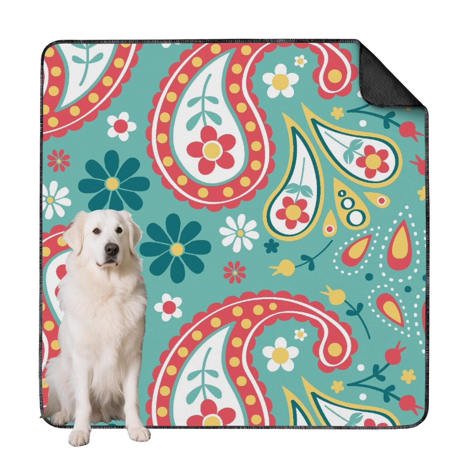 72"x72" Paisley Print Washable and Reusable Pee Pads, Absorbent Mat for ...