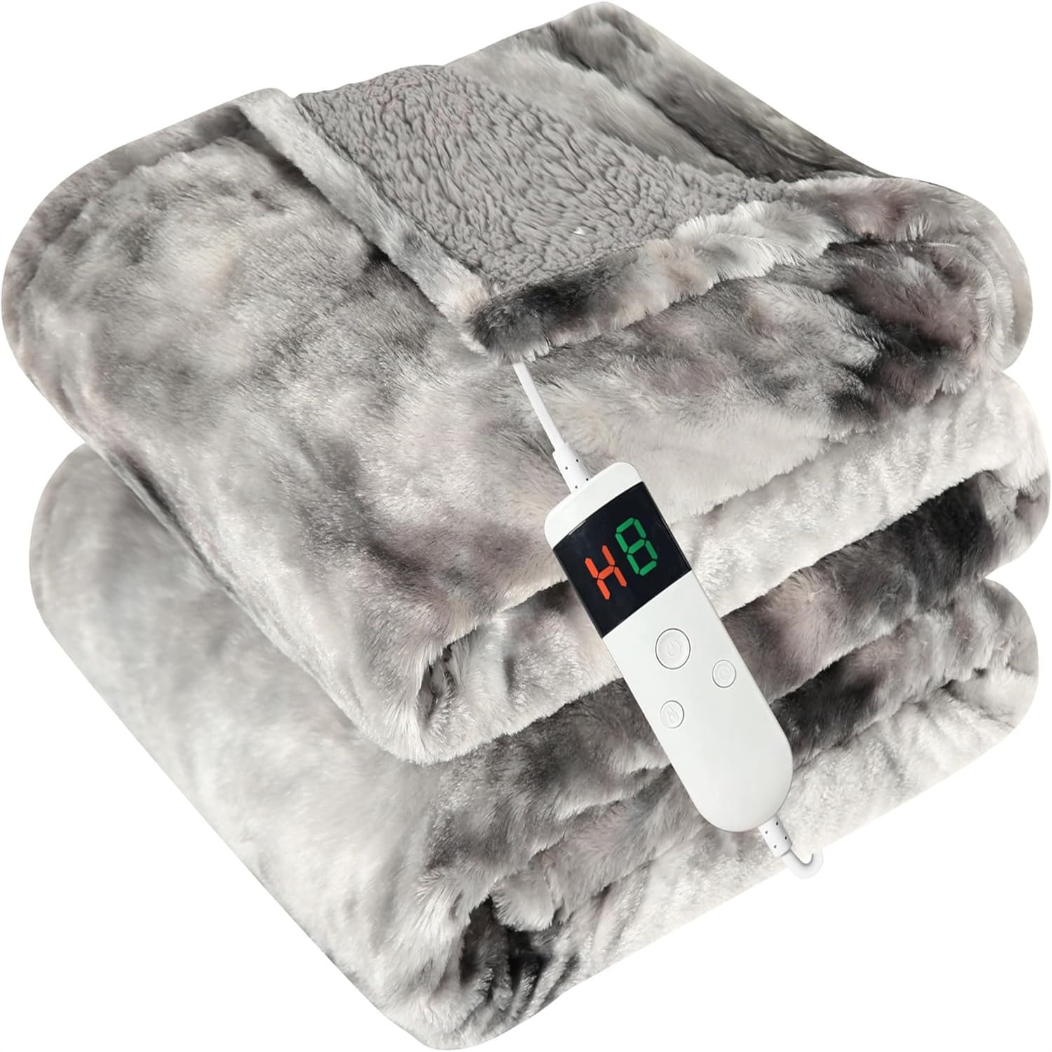 72''x84''Size Faux Fur Heating Blanket 10 Heating Settings, 1-8h Timer ...
