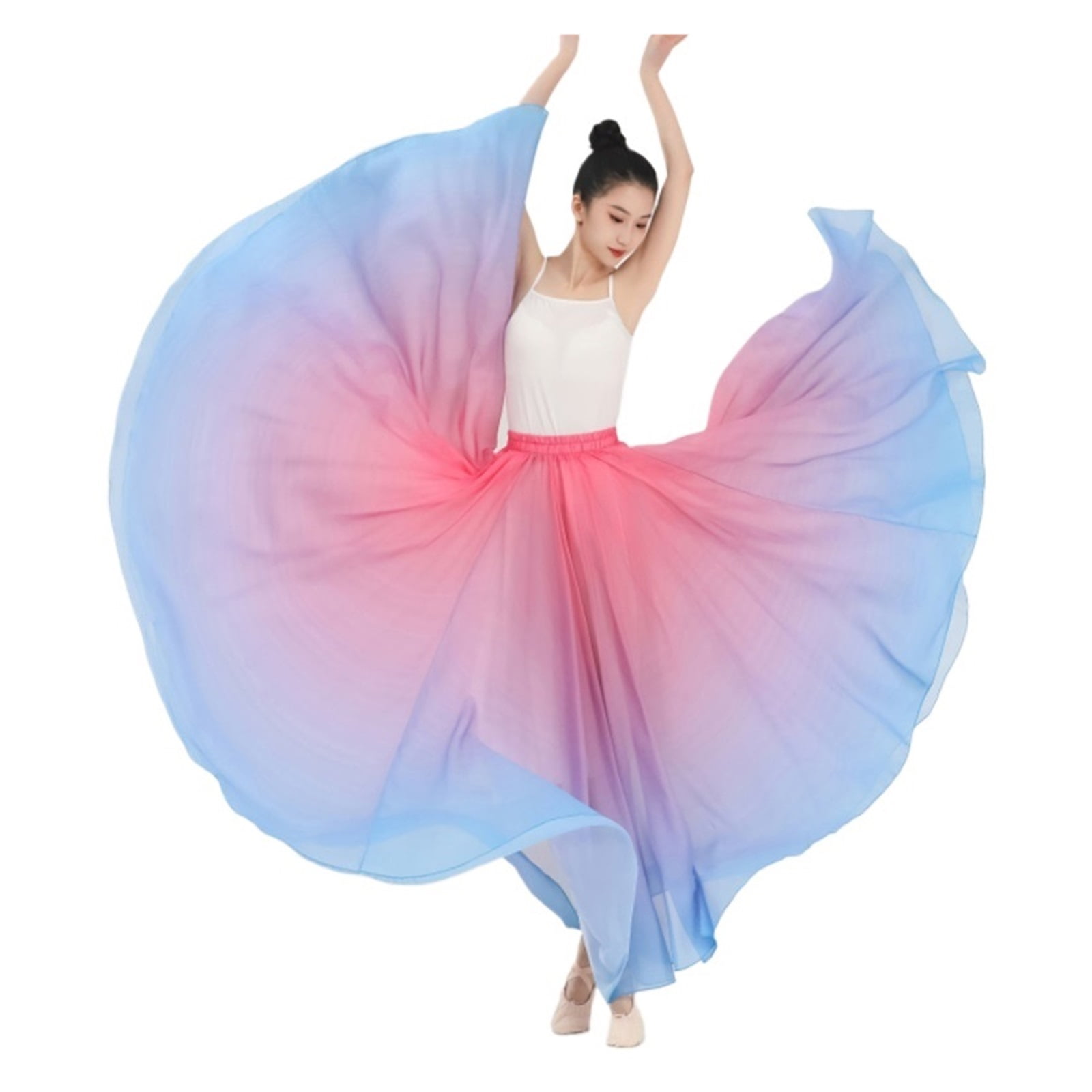 720 Degree Big Swing Elegant Gradient Ballet Skirts Women Stage Performance Dance Costume ...