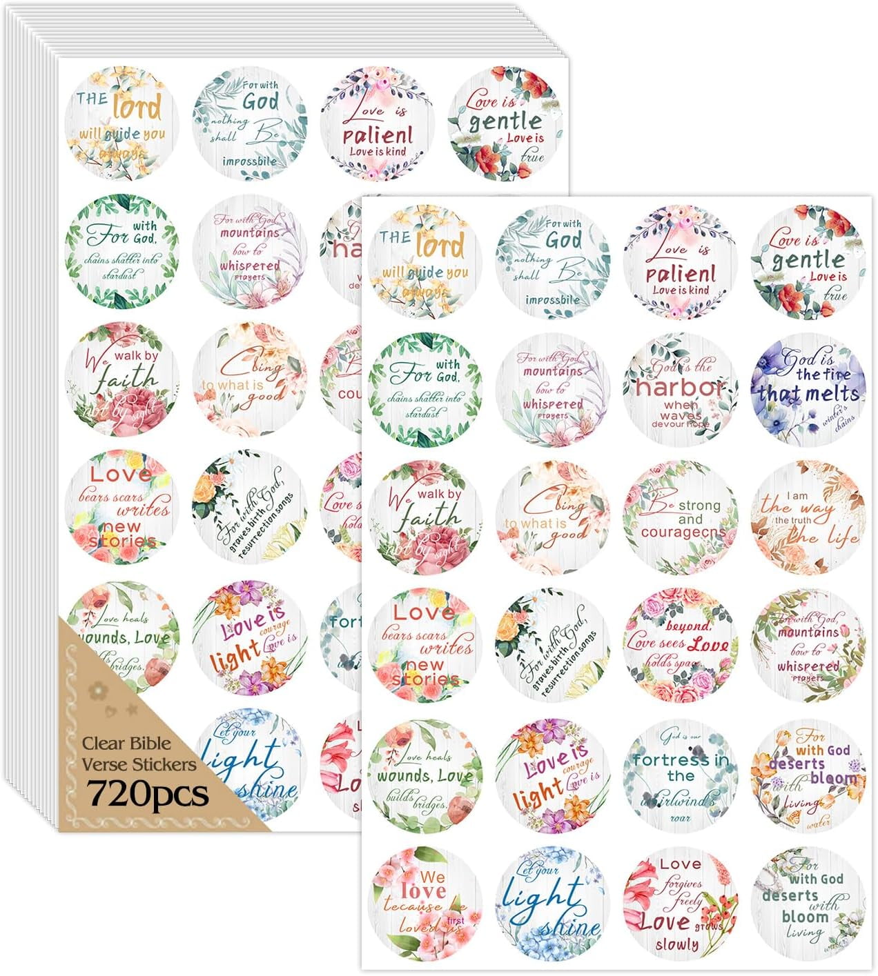 720 PCS Christian Stickers, 24 Styles Bible Verse Stickers Religious ...