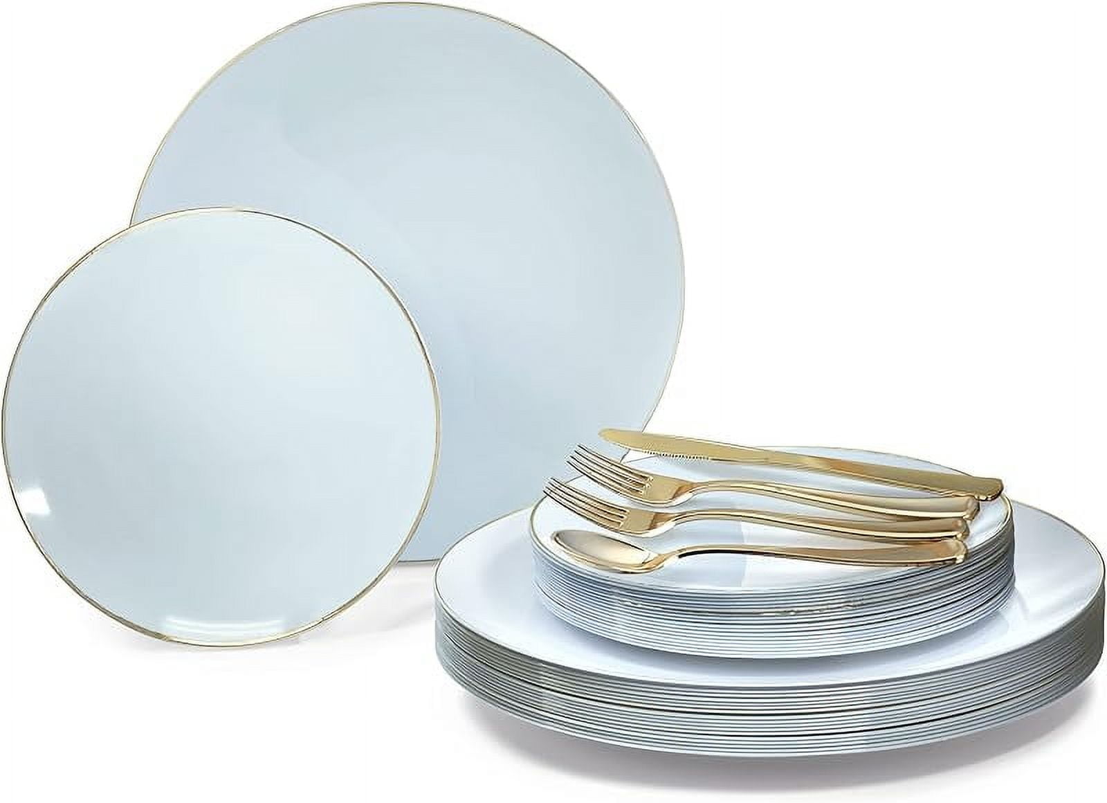 720 Pcs set (120 guest) Wedding Disposable Plastic Plate and Silverware ...