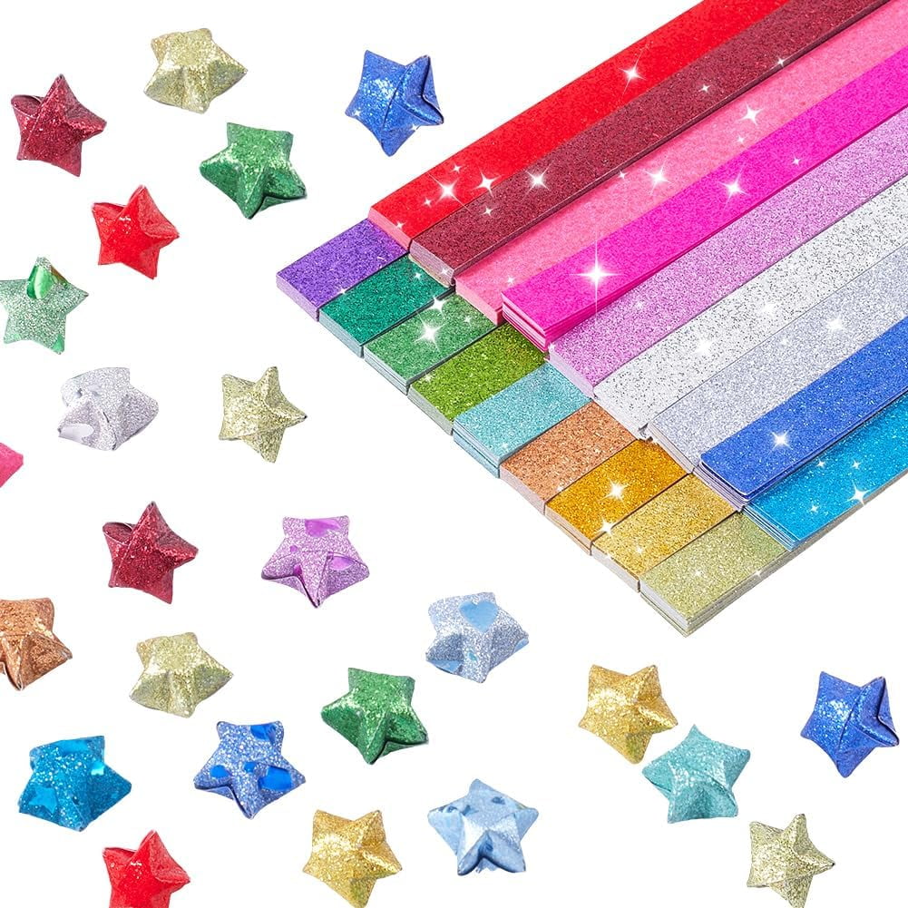 720 Sheets 18 Colors Glitter Star Paper Star Origami Paper Strips ...