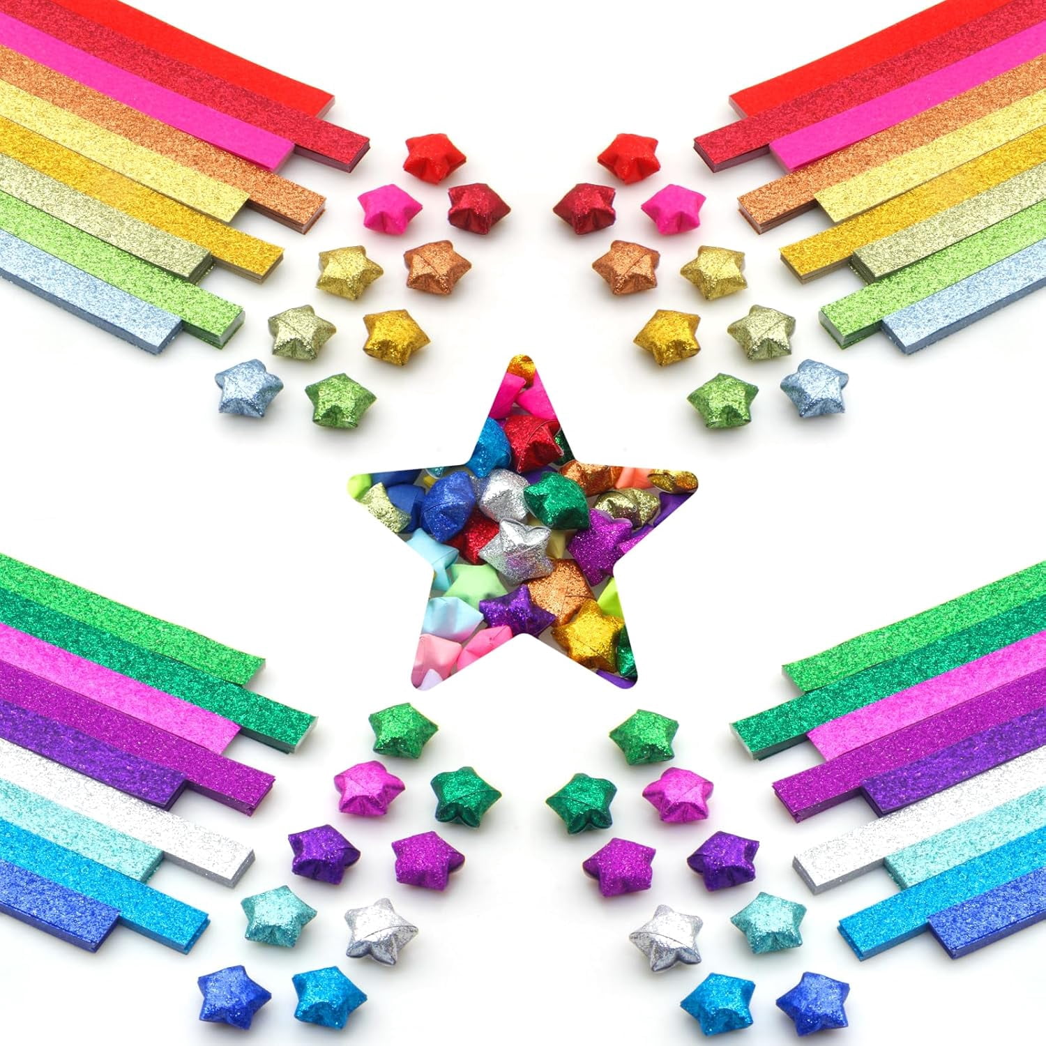 720 Sheets Glitter Origami Star Paper Strips, Lucky Star Decoration ...