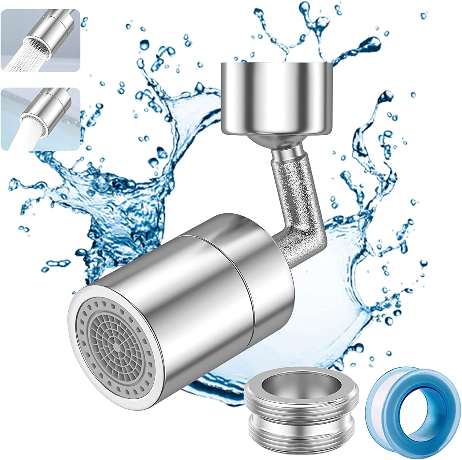 720° Swivel Faucet Aerator Wide Angle Dual Function Aerator Rotating