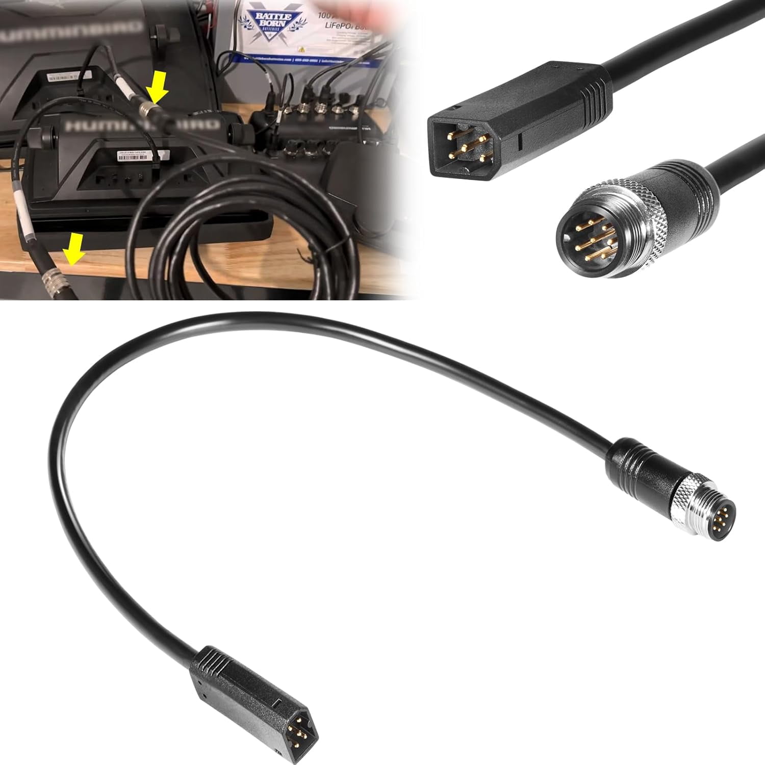 720074-12 AS EC QDE Ethernet Adapter Cable for Hummingbird Fishfinder ...