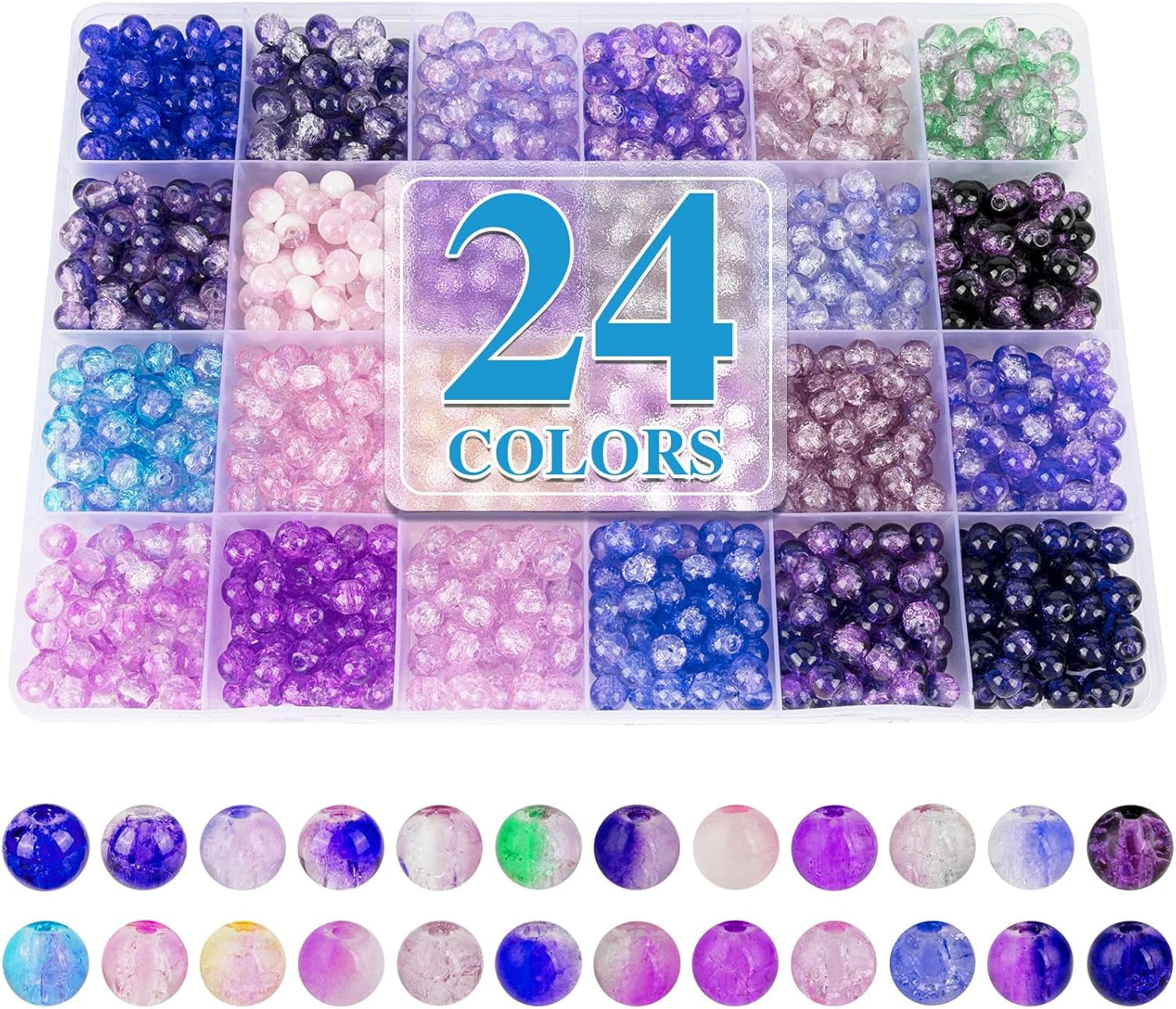 About Colors mm Crackle Glass Beads Bracelet Making Kit,Box Different ...