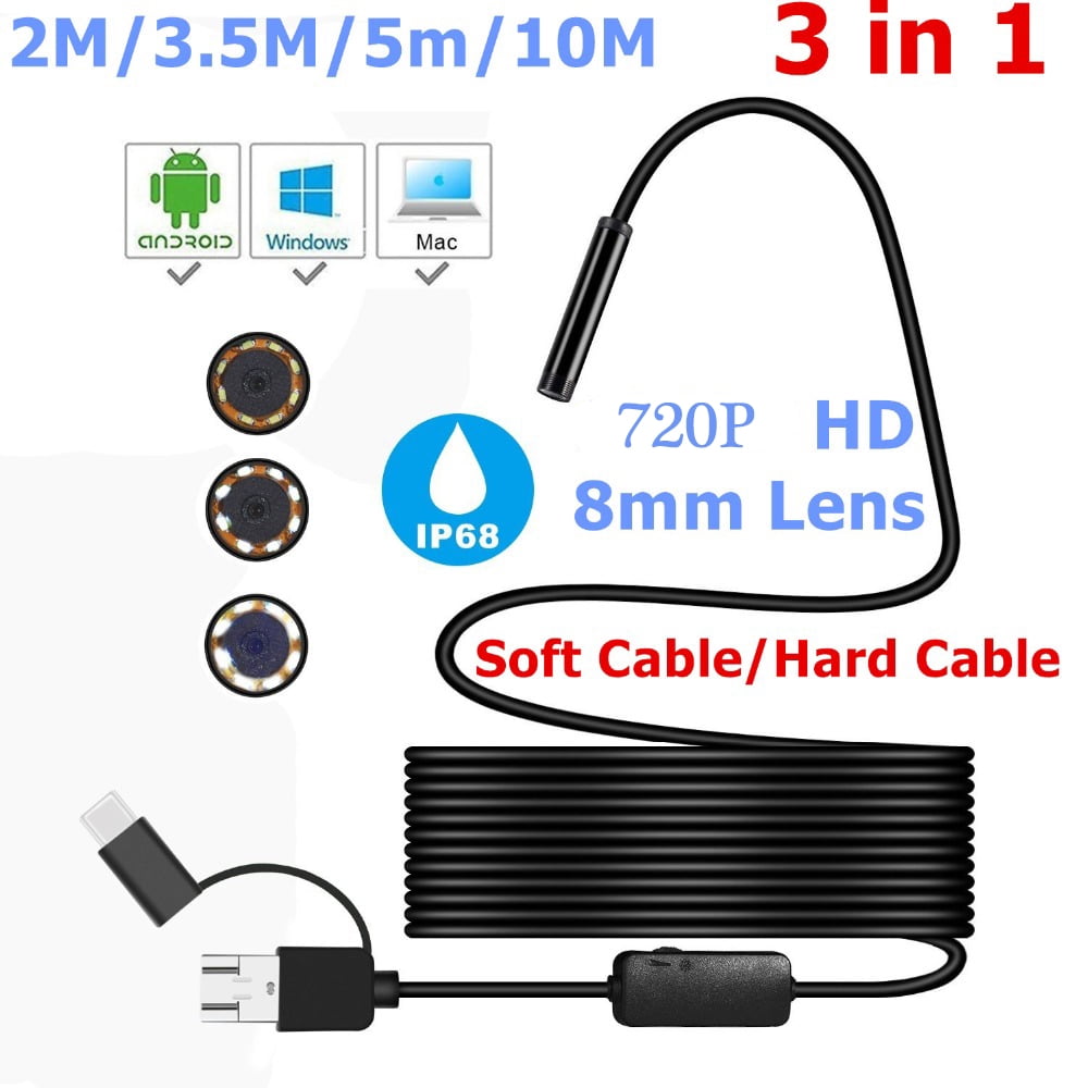 720P 3 In 1 Digital Endoscope For Car Camera Usb Security Endoscope ...