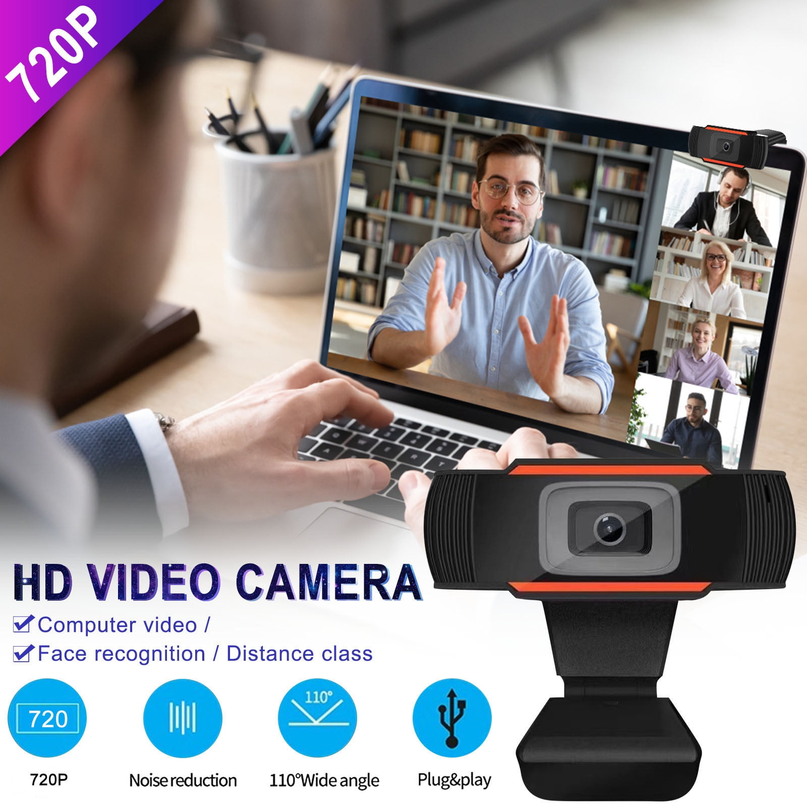 720P Webcam With Microphone Manual Focus Webcam Computer Camera Web Camera PC Webcam For Video ...