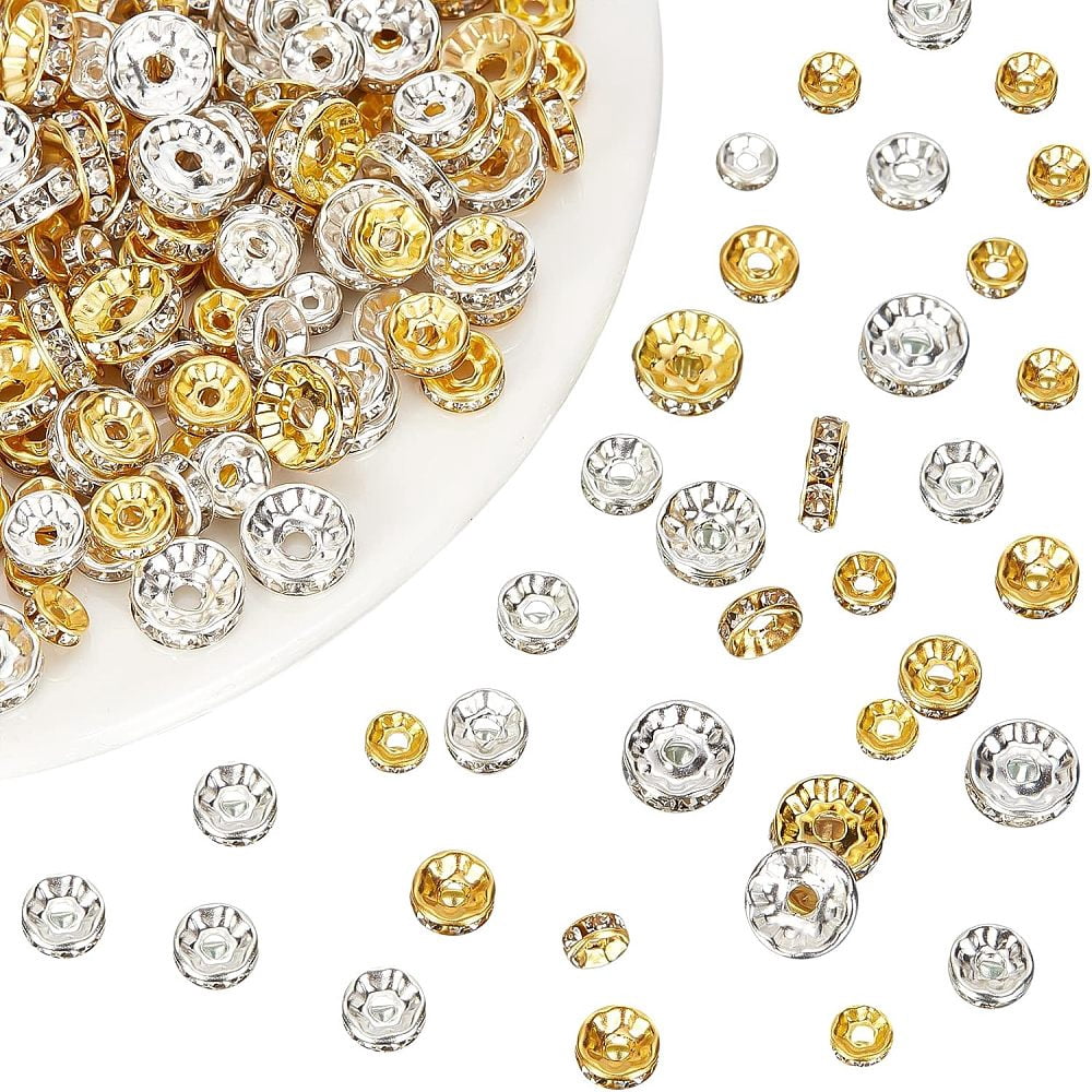 720Pcs 3 Style 2 Colors Iron Rhinestone Spacer Beads for Jewelry Craft ...