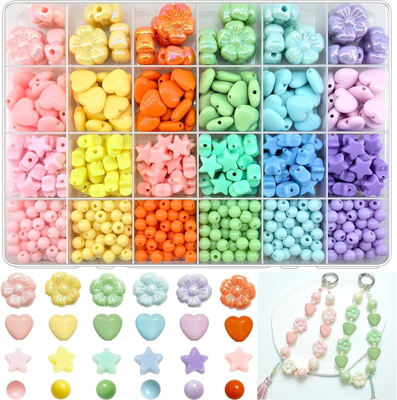 720Pcs Macaron Colors Assorted Beads for Jewelry Making, Acrylic Star ...