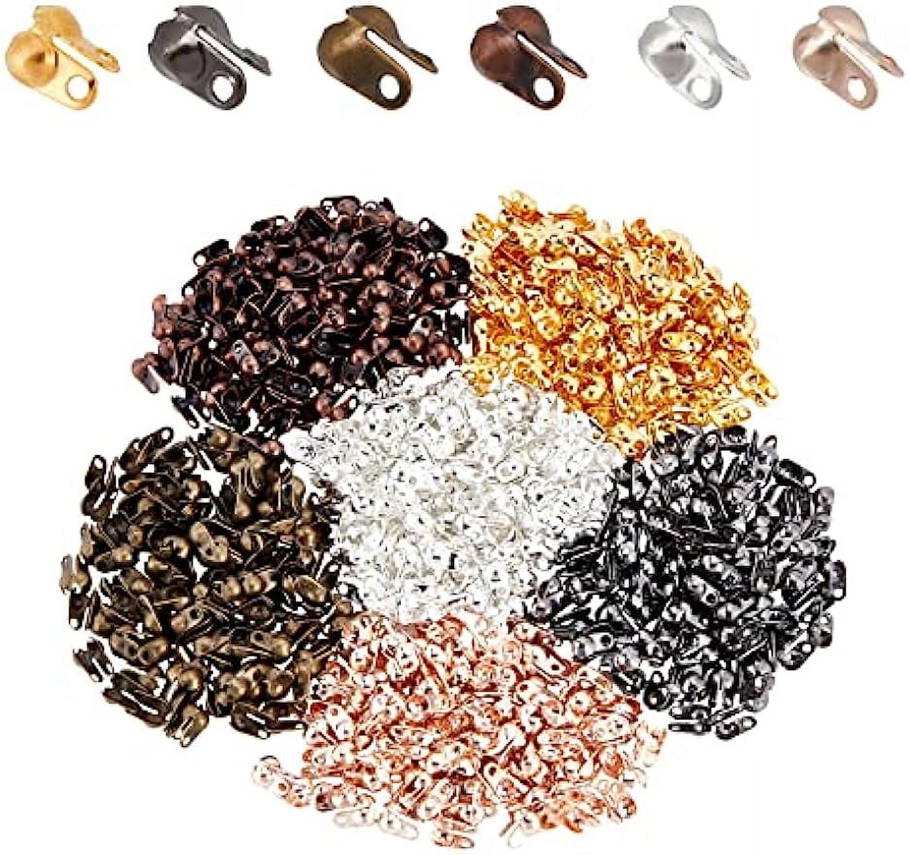 720pcs 6 Color Fold Clamshell Bead End Tips with Double Loop Hide Knots ...