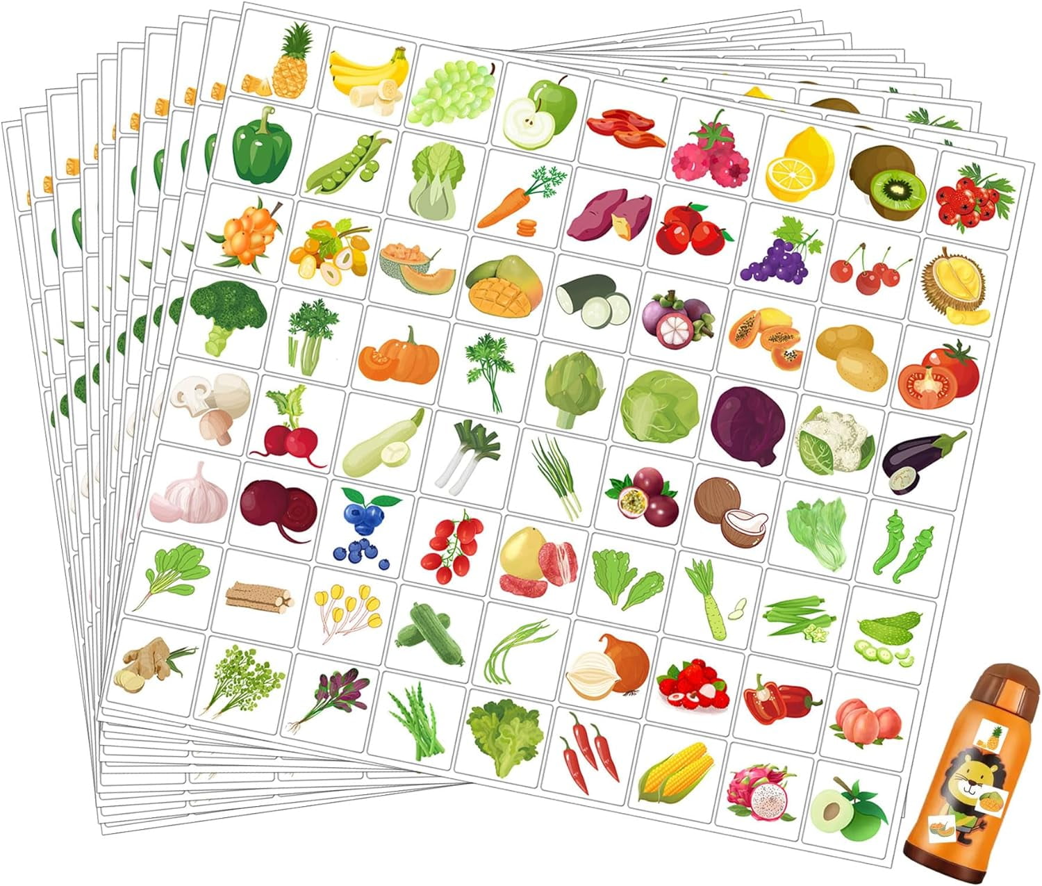 720pcs Fruits Vegetable Stickers for Kids Colorful Fruits Labels ...