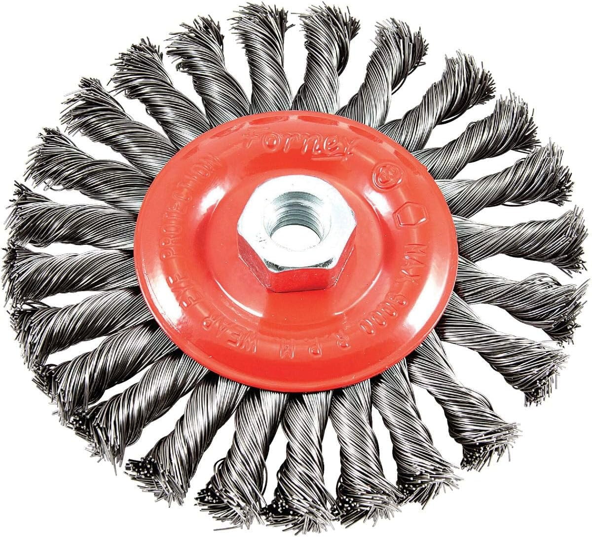 72758 Wire Wheel Brush, Knot with 5/8-Inch-11 Threaded Arbor, 6-Inch-by ...