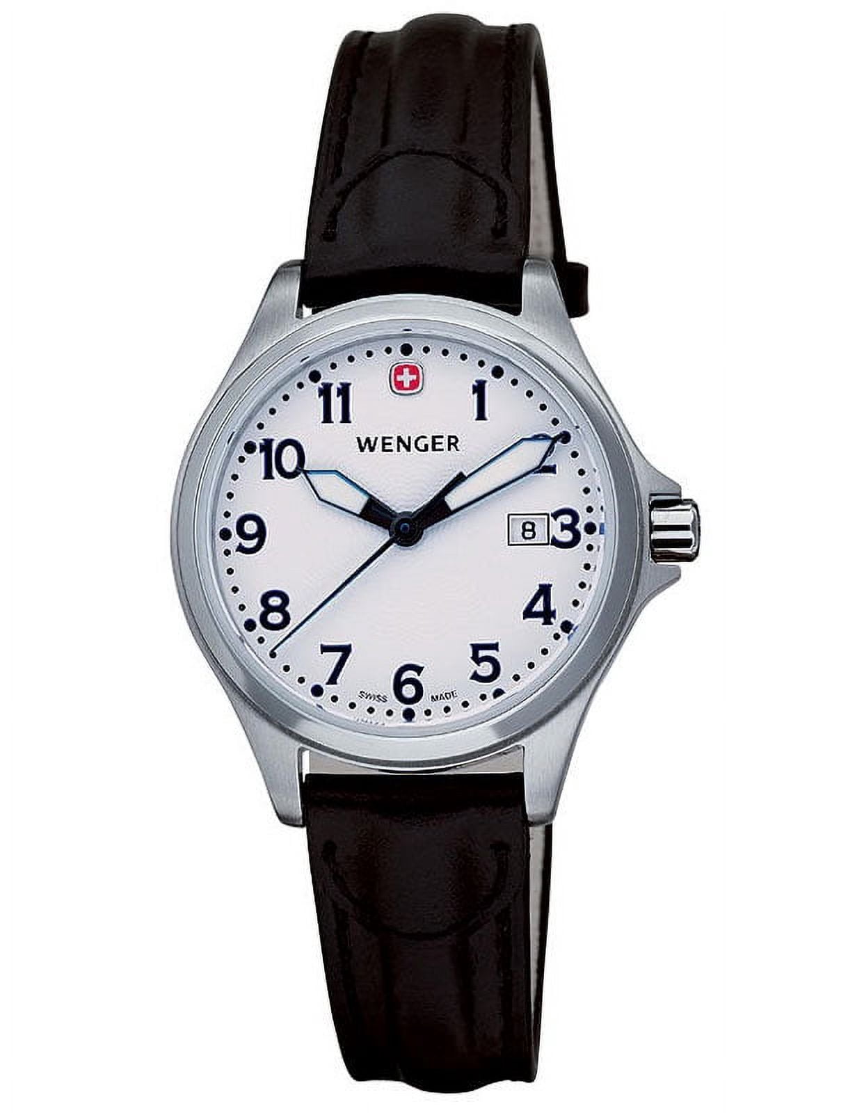72790 Men's Swiss Made Leather Strap White Dial Watch - Walmart.com