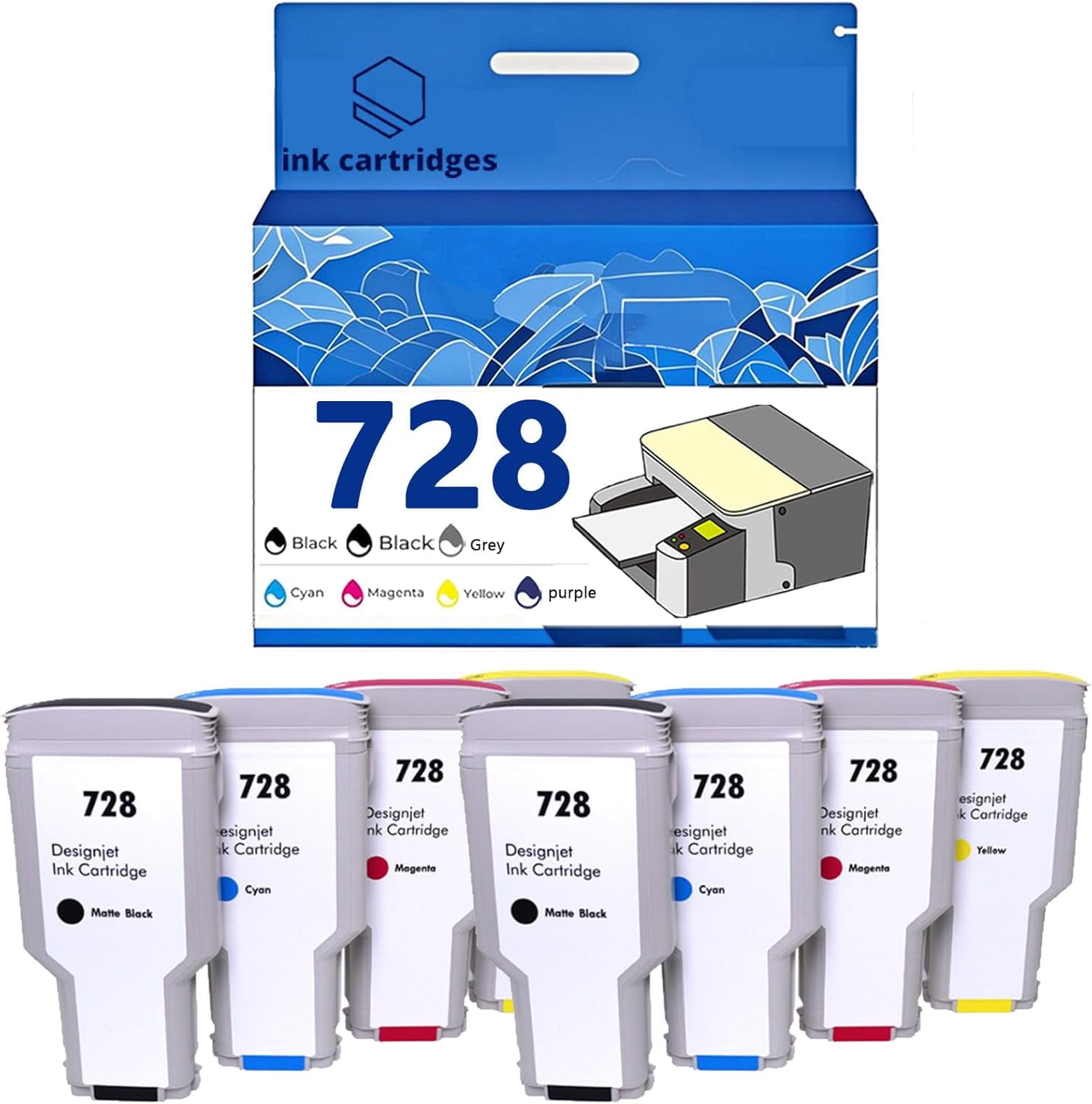 728 F9J67A F9J68A F9J66A F9J65A Ink Cartridges Compatible for HP T730 ...