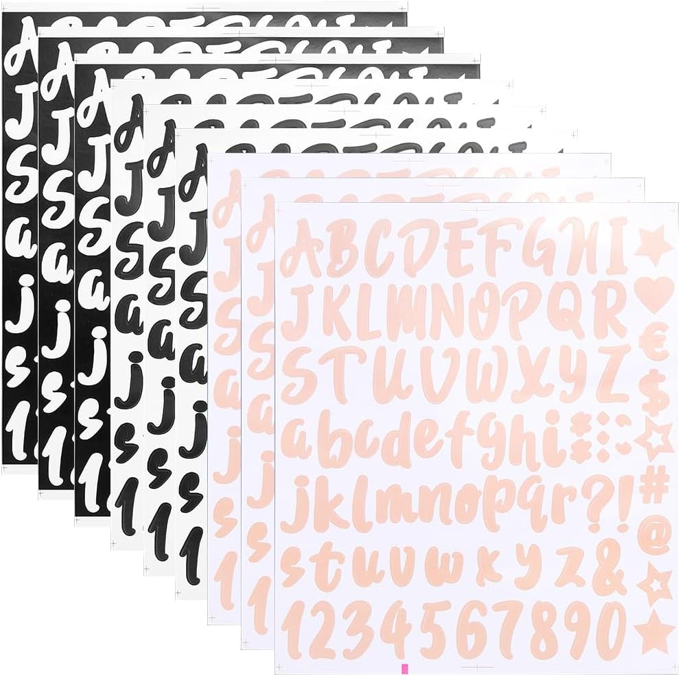 729Pcs 9 Sheets Alphabet Numbers Stickers 3 Colors Self Adhesive Label ...