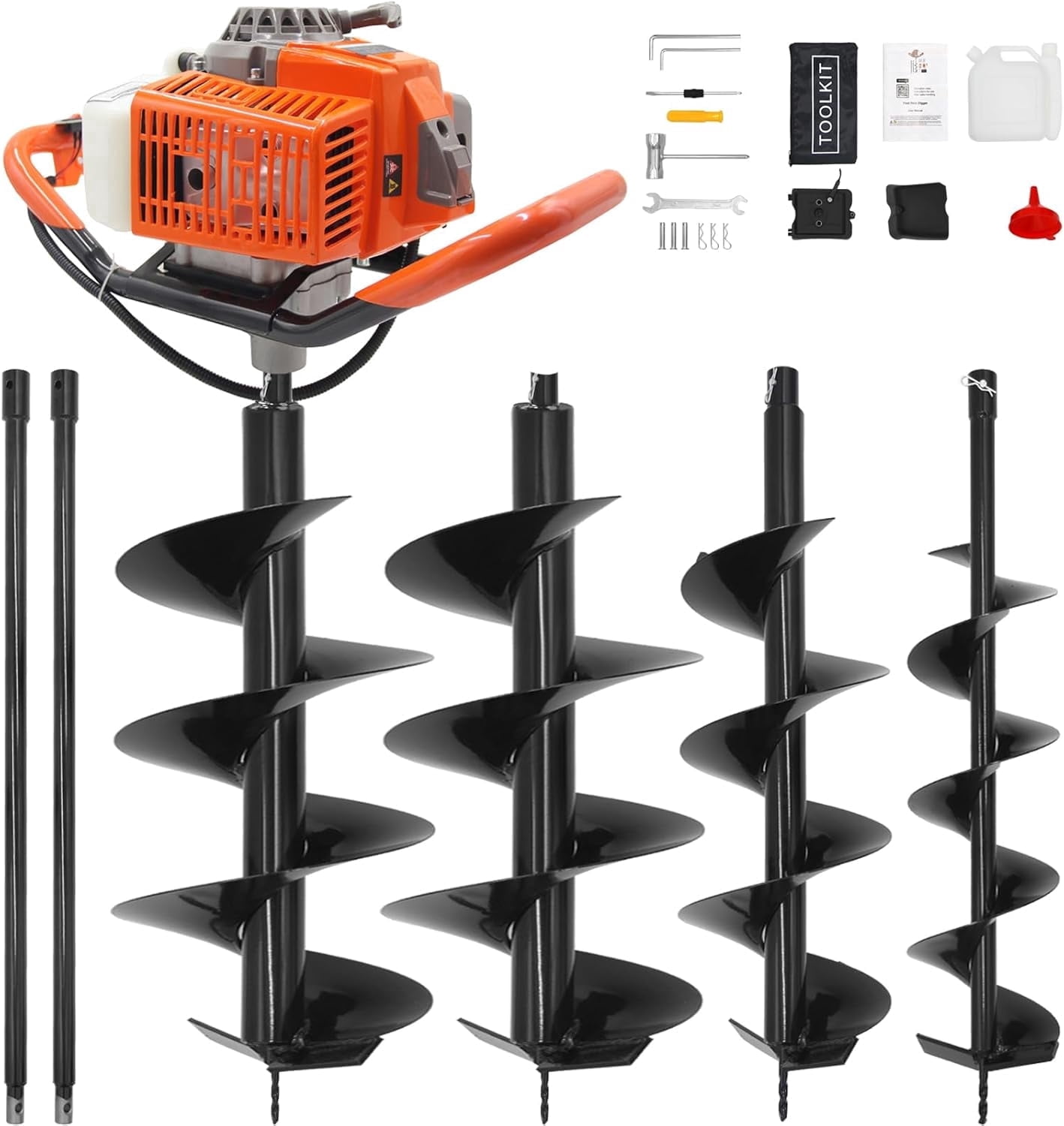 72CC Auger Post Hole Digger, 2 Stroke Gas Powered Earth Post Hole ...