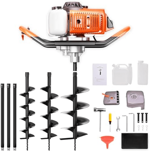72CC Post Hole Digger,2-Stroke Auger Post Hole Digger Gas Powered Earth ...
