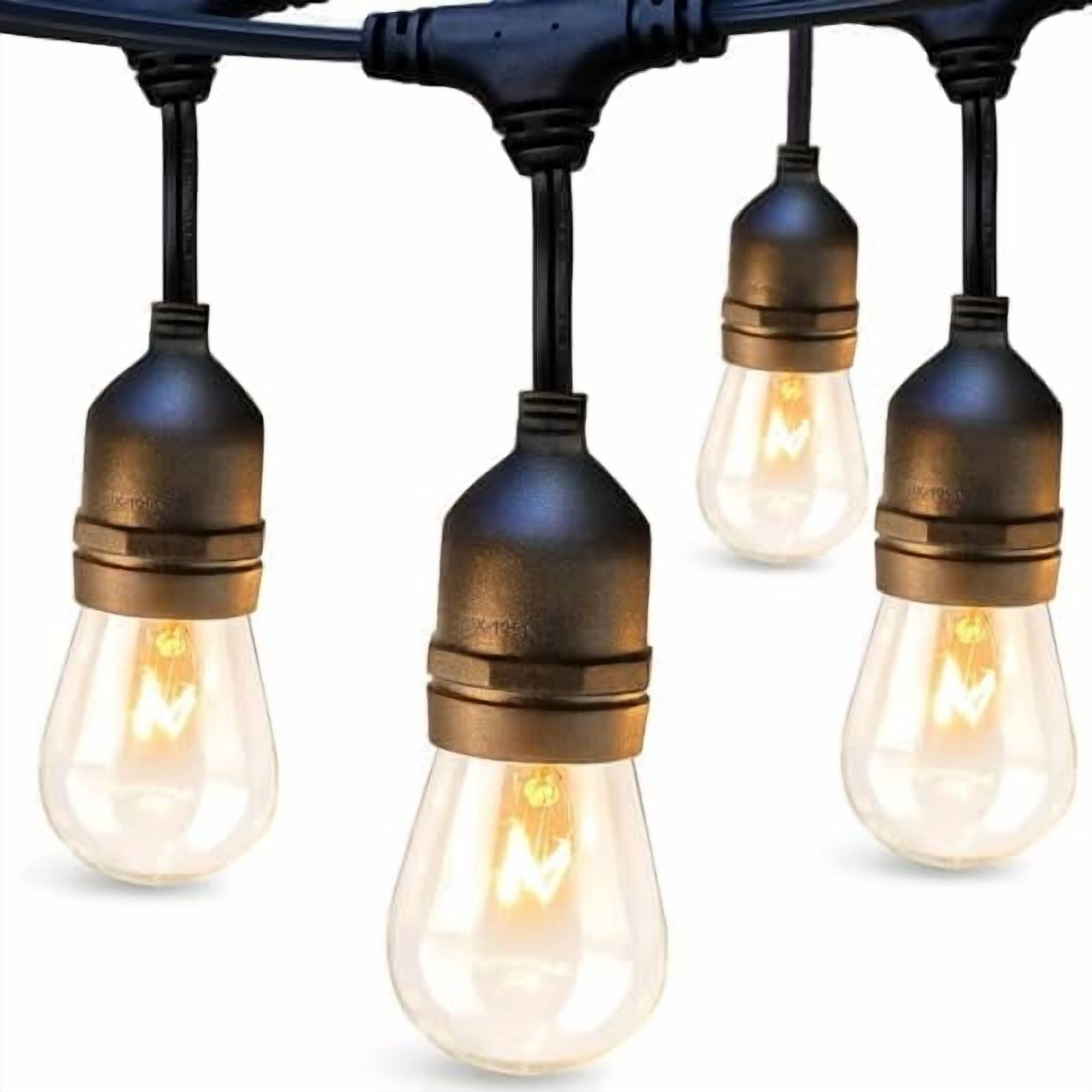 72FT(36FT*2) Outdoor String Lights Commercial Grade Weatherproof Strand ...