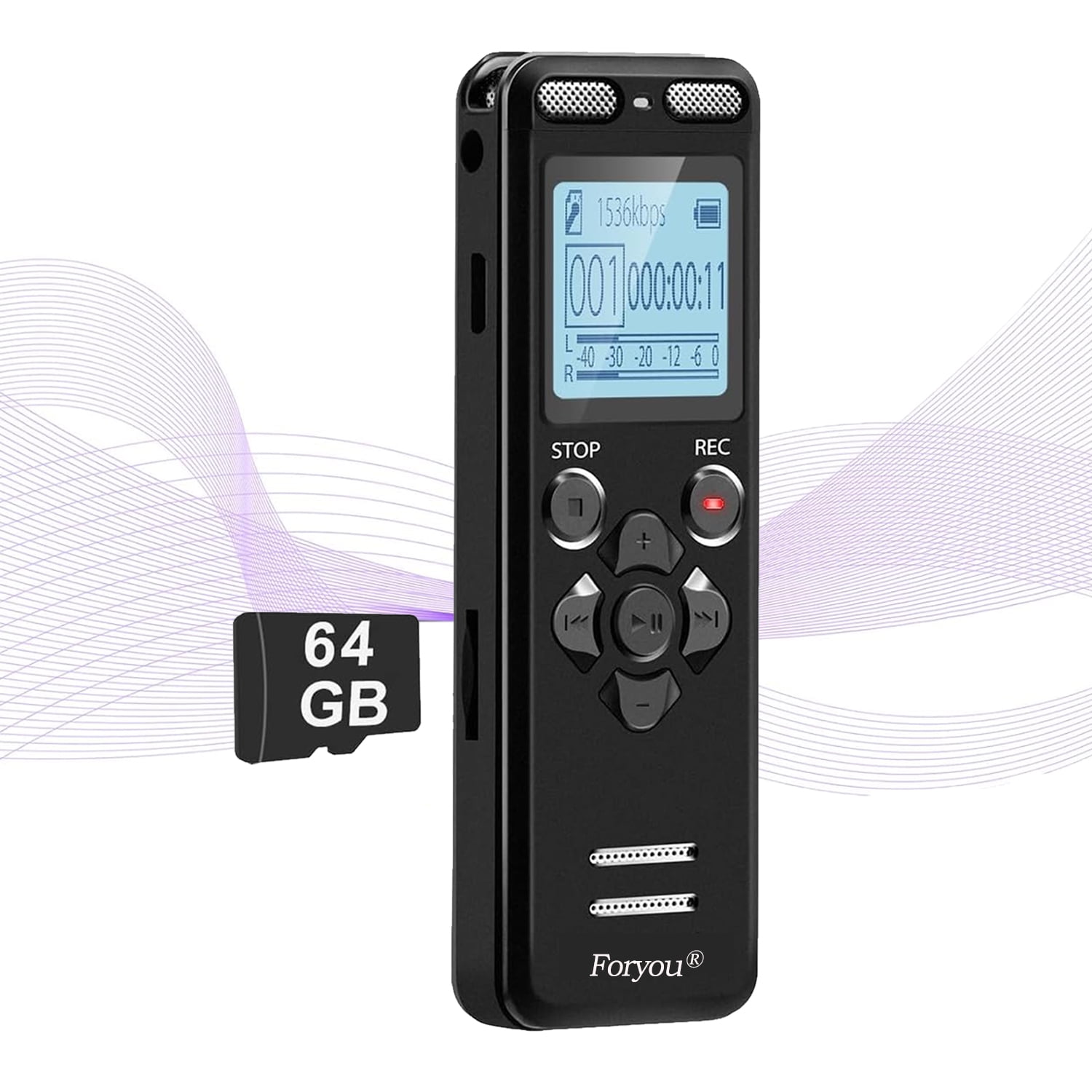 72GB Digital Voice Recorder Voice Activated Recorder for Lectures Meetings,5220 Hours Sound ...