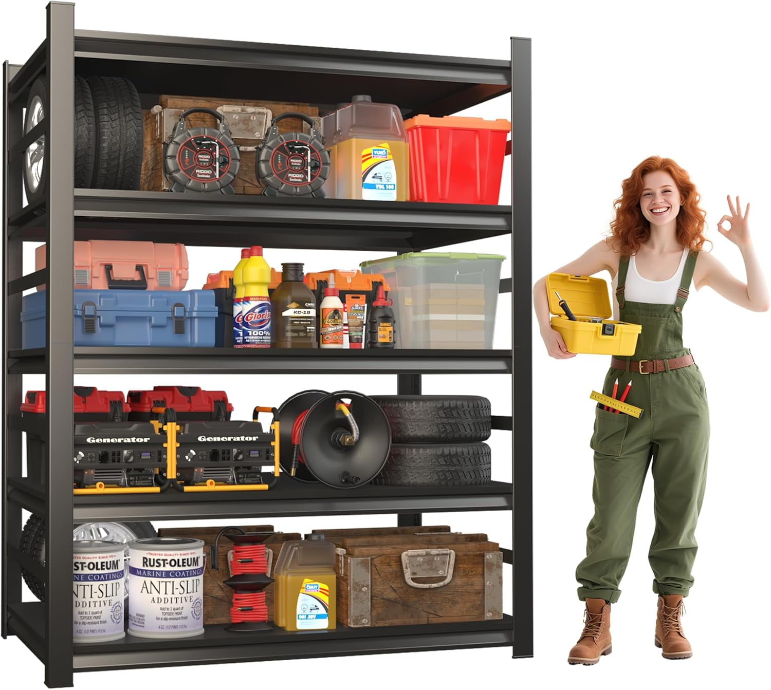 72H/40W Heavy Duty Garage Shelving Unit-3500LBS Metal Garage Storage ...