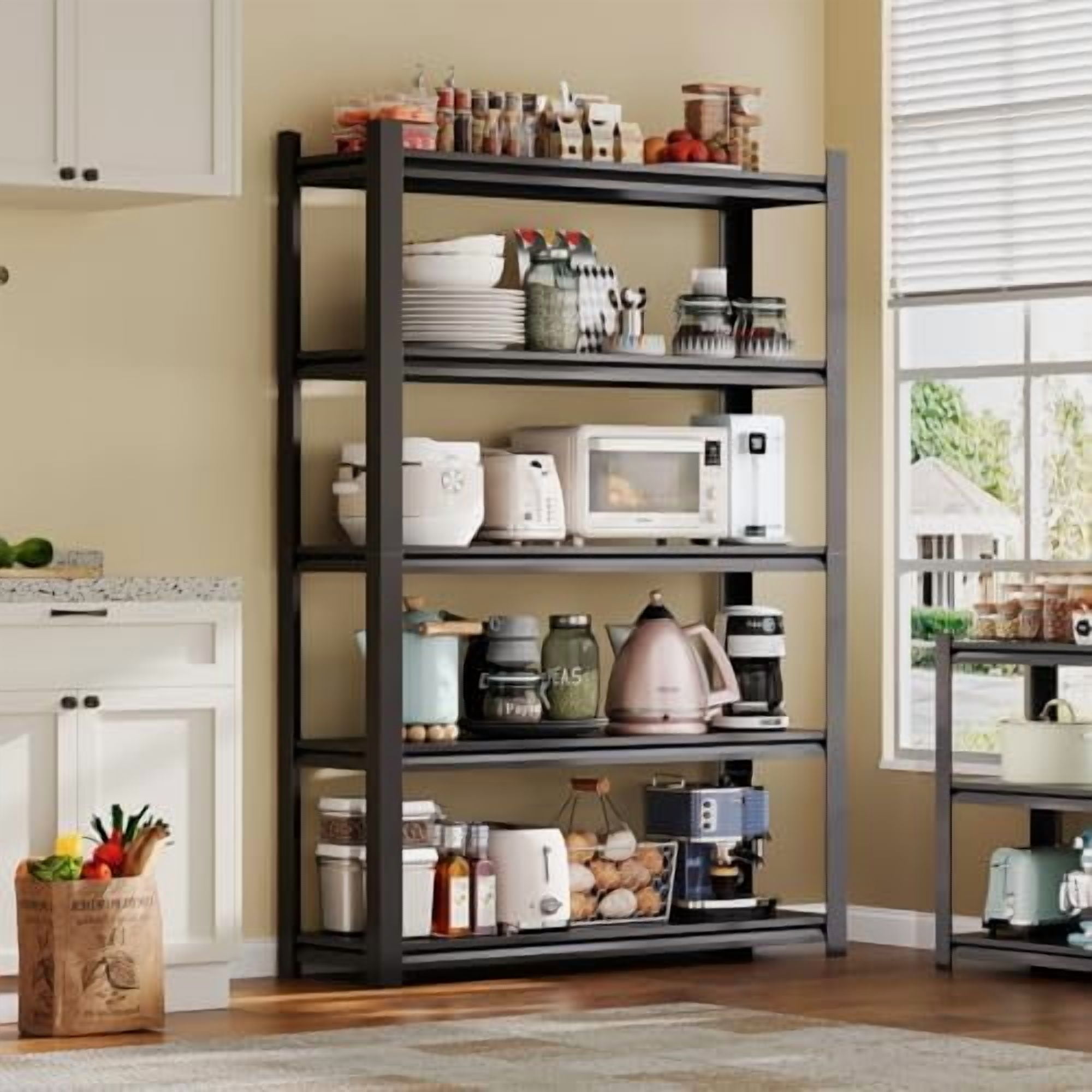 72H Metal Kitchen Storage Shelves, 2500 LBS Heavy Duty Garage Shelving ...